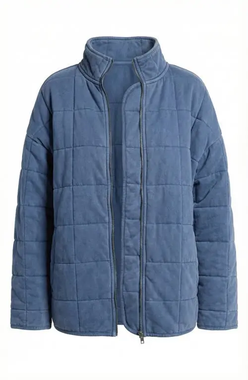 MODENAIRE Quilted Fleece Long Sleeve Jacket - Slate Blue