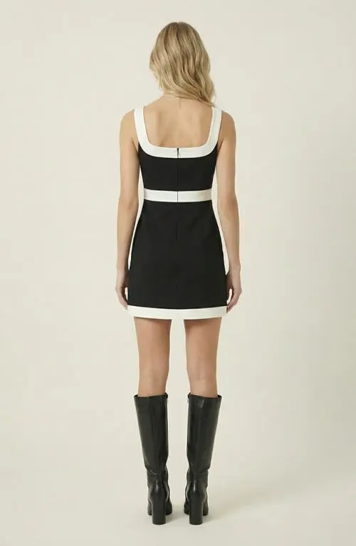 MODENAIRE Contrast Trim Sleeveless Mini Dress - Black/white | Editorialist