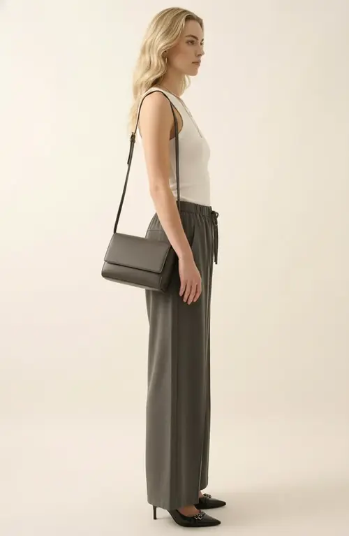 MODENAIRE High-rise Wide Leg Trousers With Drawstring