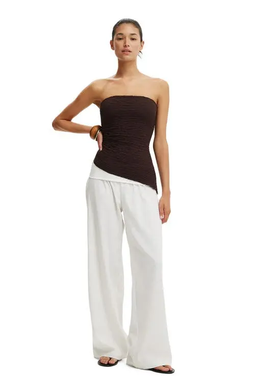 COTTON ON Haven Fold Over Wide Leg Pants - White