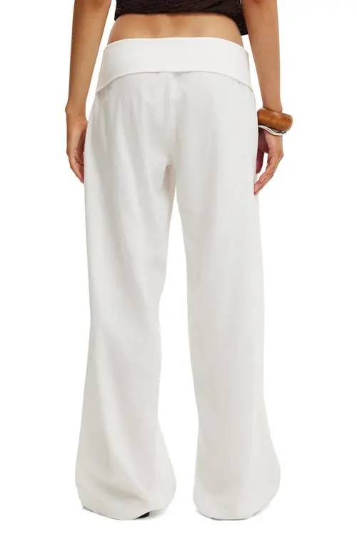 COTTON ON Haven Fold Over Wide Leg Pants - White