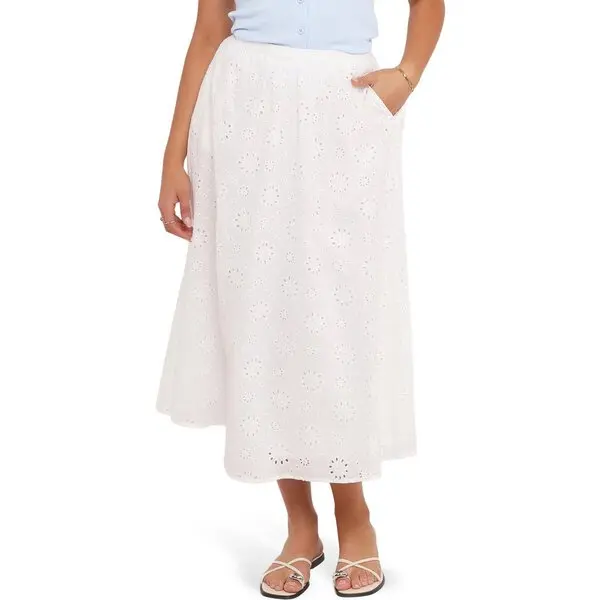PETAL & PUP Sinead Tiered Cotton Eyelet Maxi Skirt - White