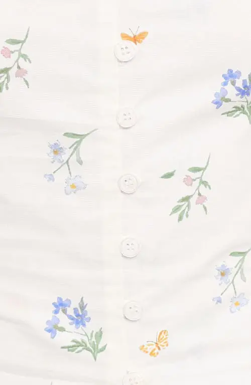 PETAL & PUP Ana Embroidered Lace Trim Split Front Top - Floral