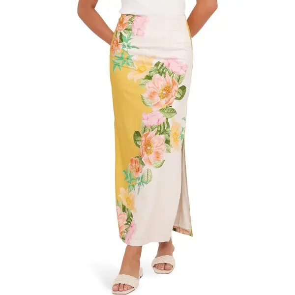 PETAL & PUP Floral Print Maxi Skirt - Yellow Poppy
