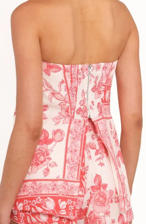 PETAL & PUP Rosemarie Border Print Strapless Top - Rose Tile