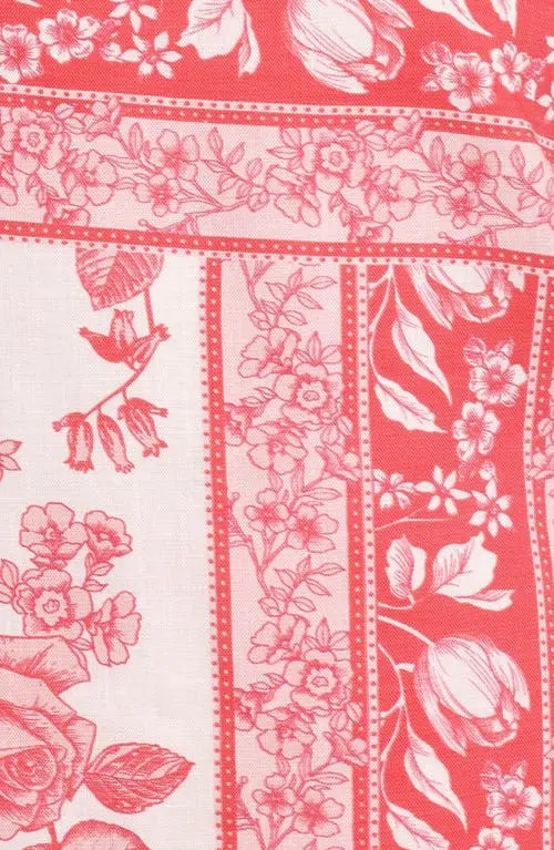 PETAL & PUP Rosemarie Border Print Strapless Top - Rose Tile