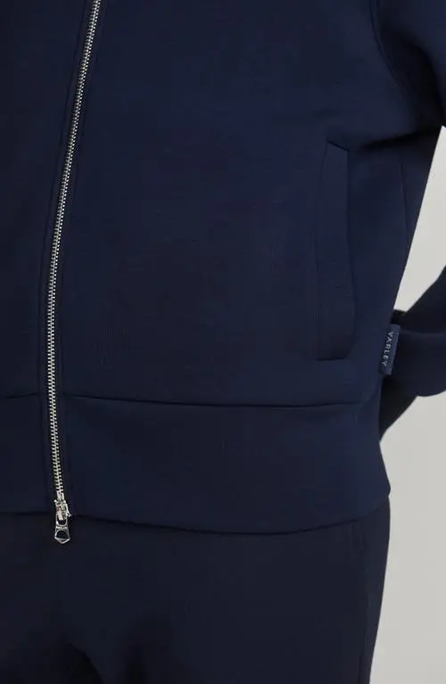 Varley Tyde Mixed Media Zip Front Sweatshirt - Navy