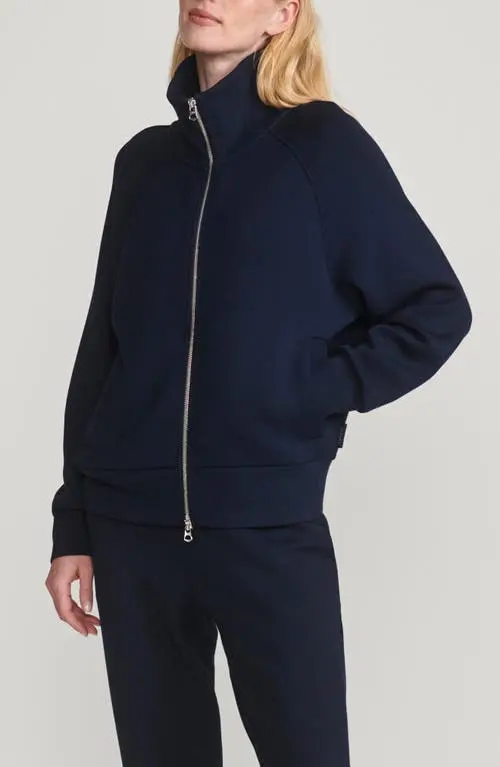 Varley Tyde Mixed Media Zip Front Sweatshirt - Navy