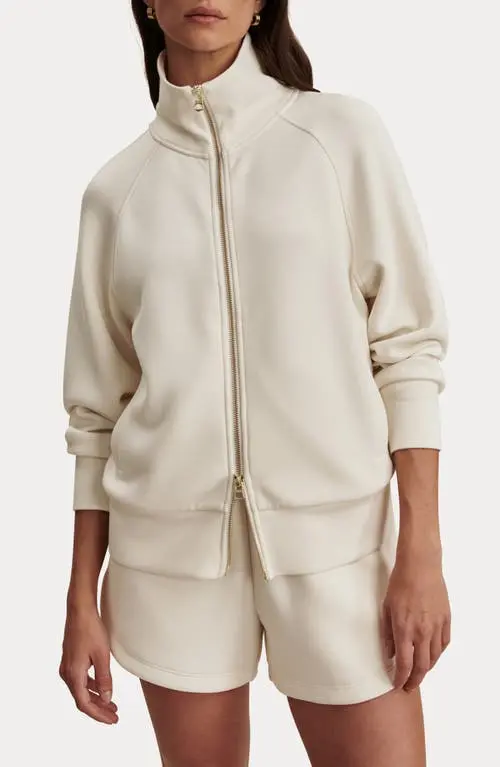 Varley Tyde Mixed Media Zip Front Sweatshirt - Pristine