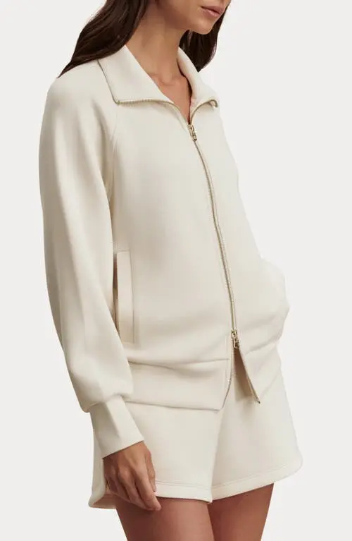 Varley Tyde Mixed Media Zip Front Sweatshirt - Pristine