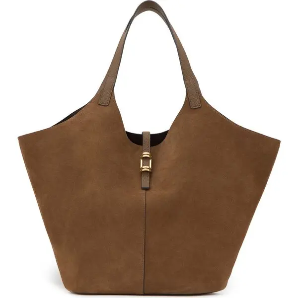 REISS Leather And Suede Tote - Tan