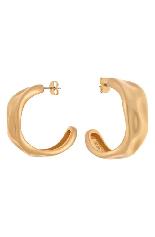 REISS Halle Hammered Hoop Earrings - Gold Tone