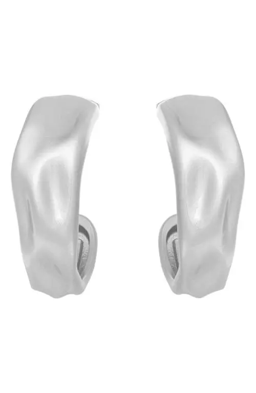 REISS Halle Hammered Hoop Earrings - Silver Tone