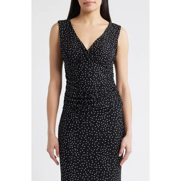 Loveappella Ruched Empire Waist Sleeveless Top - Black
