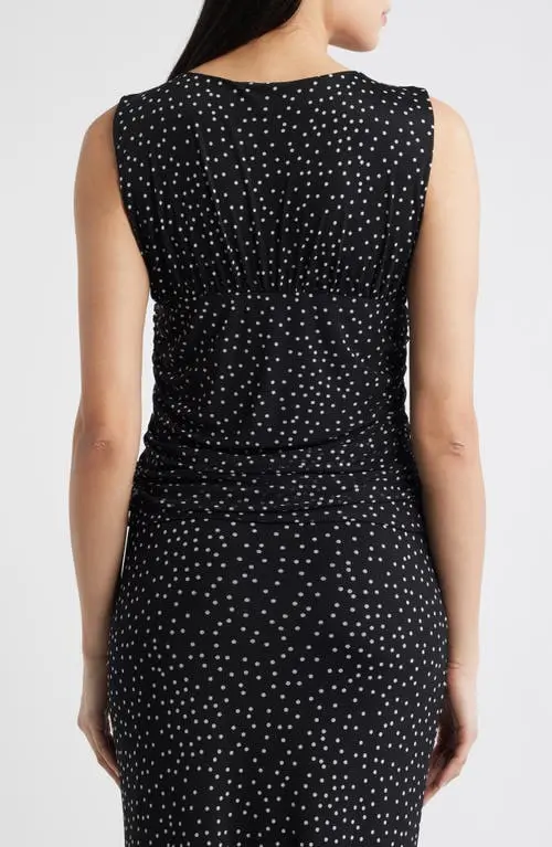 Loveappella Ruched Empire Waist Sleeveless Top - Black