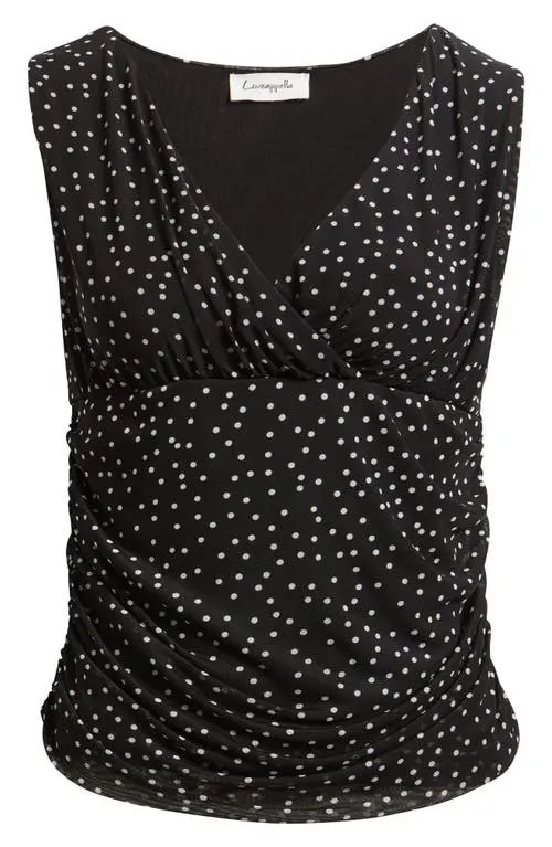 Loveappella Ruched Empire Waist Sleeveless Top - Black