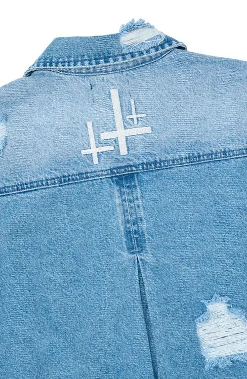 RtA Valentiano Boxy Denim Jacket - Glacier Blue