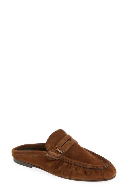 Saint Laurent Le Penny Loafer Mule - Brown