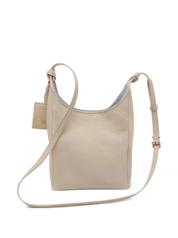 Miu Miu Leather Bucket Bag With Debossed Logo And Pouch