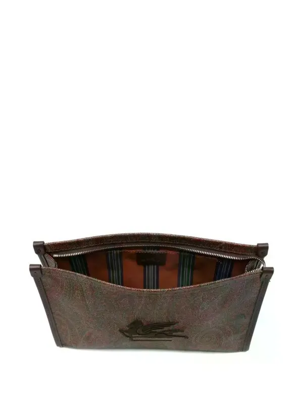 Etro Pegasus Paisley Clutch - Brown
