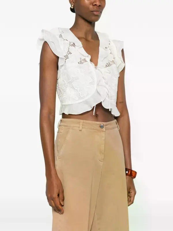 Sandro Guipure Lace Crop Top