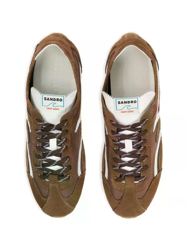 Sandro Light Wave Suede And Nylon Sneakers - Brown