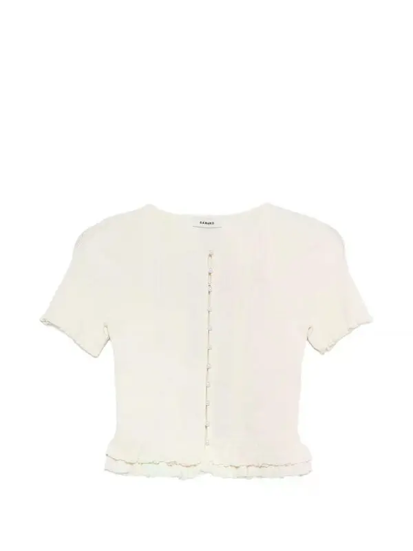 Sandro Ruffled Knit Cropped Top