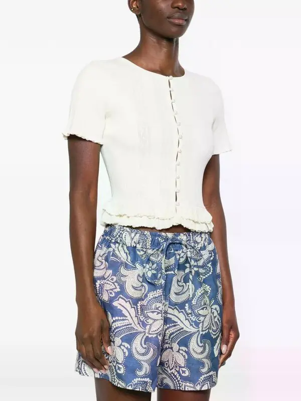 Sandro Ruffled Knit Cropped Top