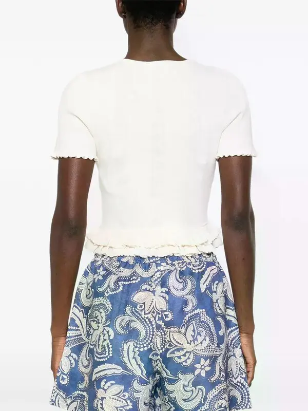 Sandro Ruffled Knit Cropped Top