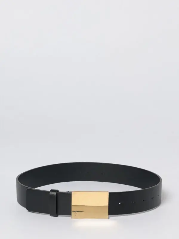 Alberta Ferretti Leather Belt With Gold Tone Buckle - Black