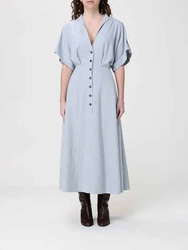 Alberta Ferretti Viscose And Silk Blend Midi Dress - Blue