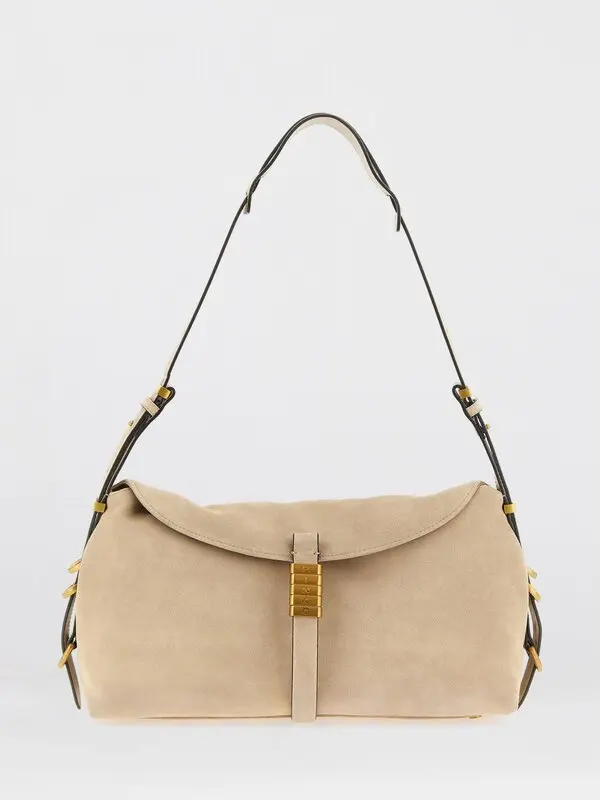 Pinko Medium Suede Saddle Bag - Beige