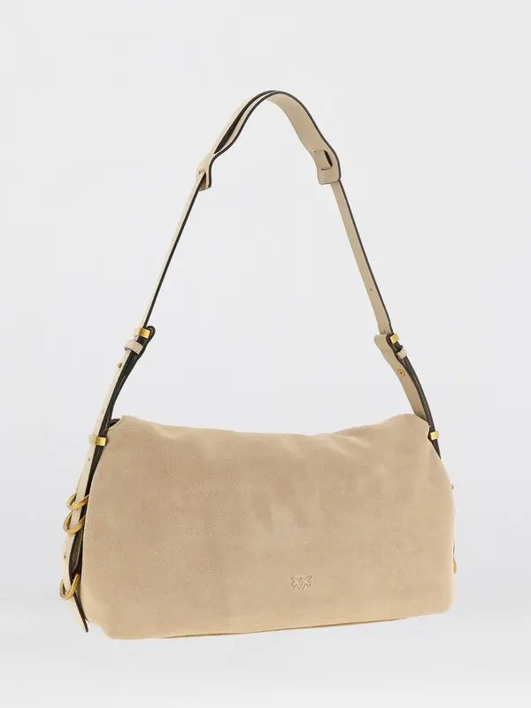 Pinko Medium Suede Saddle Bag - Beige