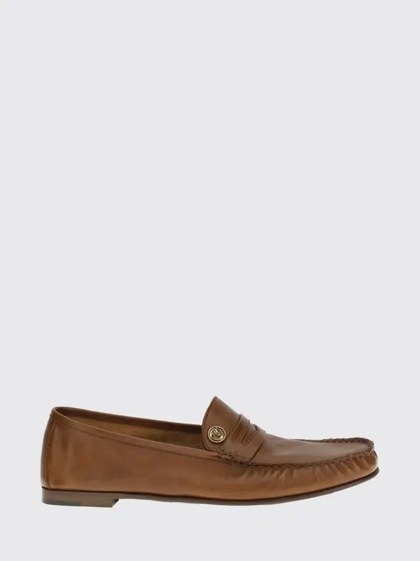Versace Smooth Calf Leather Loafers With Medusa Detail - Brown