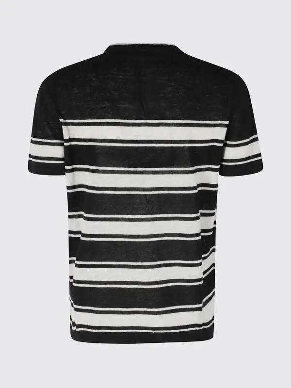 Max Mara Striped Crew Neck Knit Top - Black 1