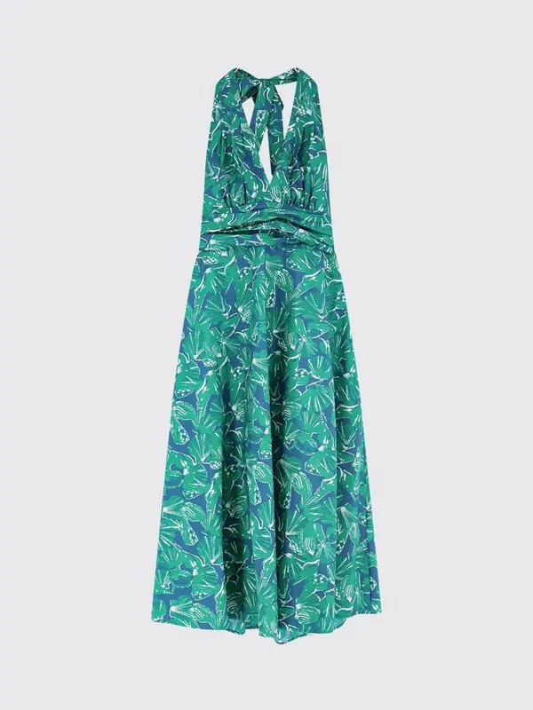 Max Mara Printed Halterneck Midi Dress - Emerald