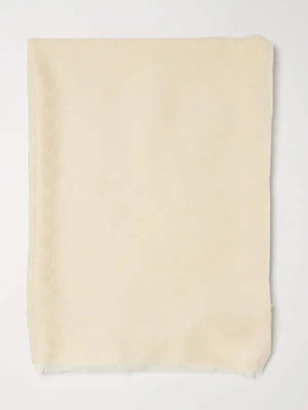 Max Mara Cotton And Wool Scarf With Logo - White