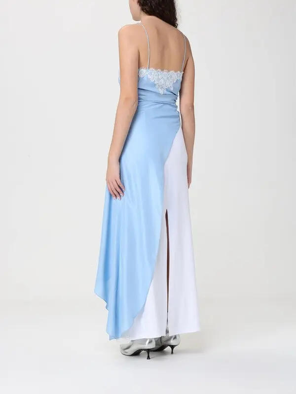 Moschino Asymmetrical Silk And Lace Evening Top - Gnawed Blue