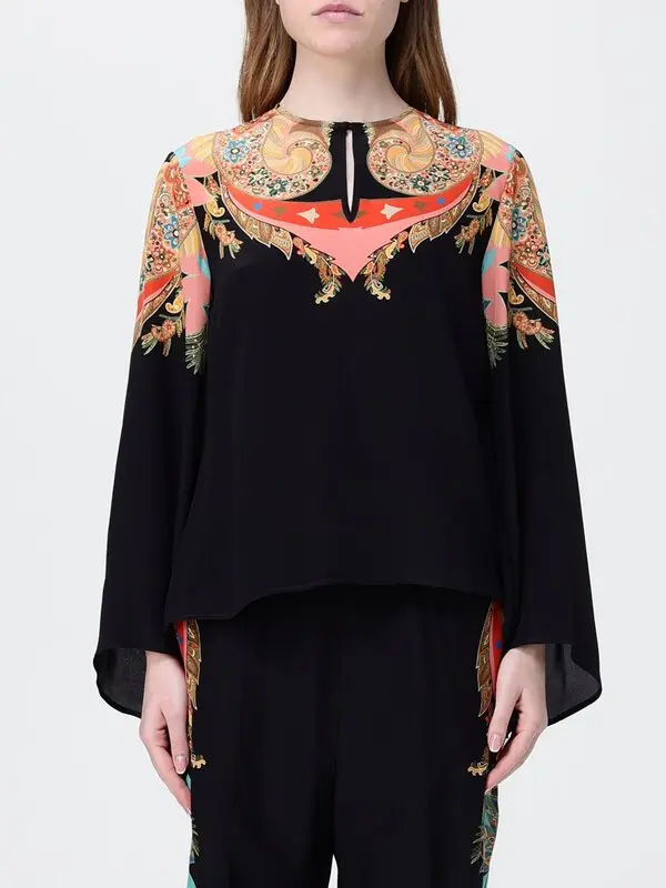 Etro Silk Blend Top With Statement Print - Black