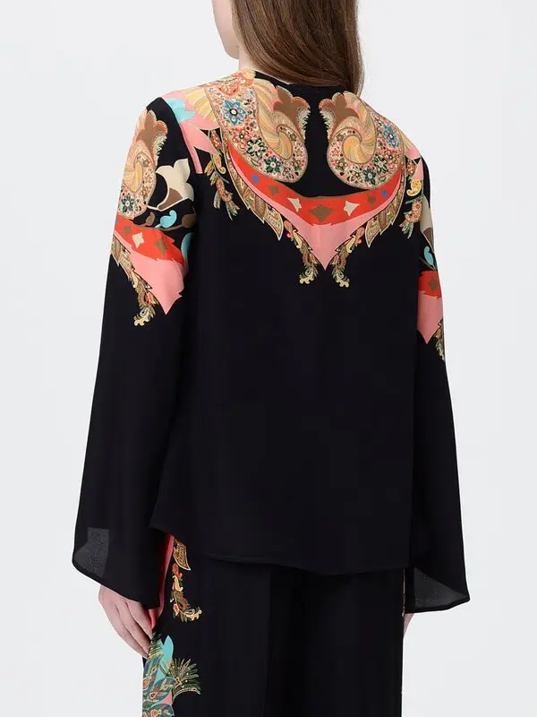 Etro Silk Blend Top With Statement Print - Black