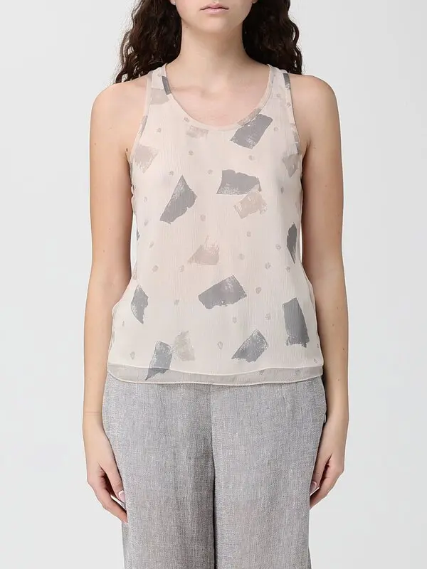 Emporio Armani Printed Silk Blend Top - Multicolor