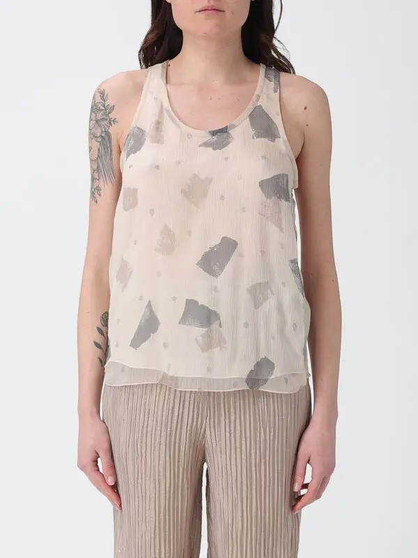 Emporio Armani Printed Silk Blend Top - Multicolor