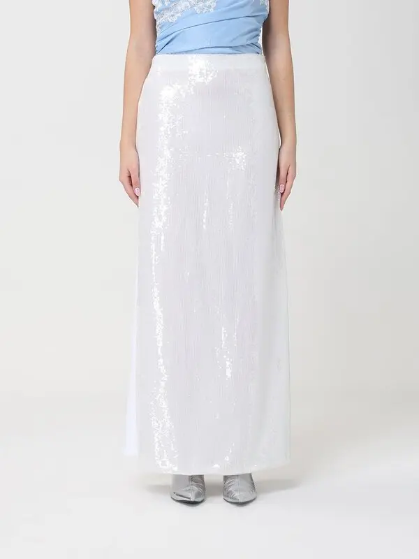 Moschino Sequined Cotton Blend Long Skirt - White