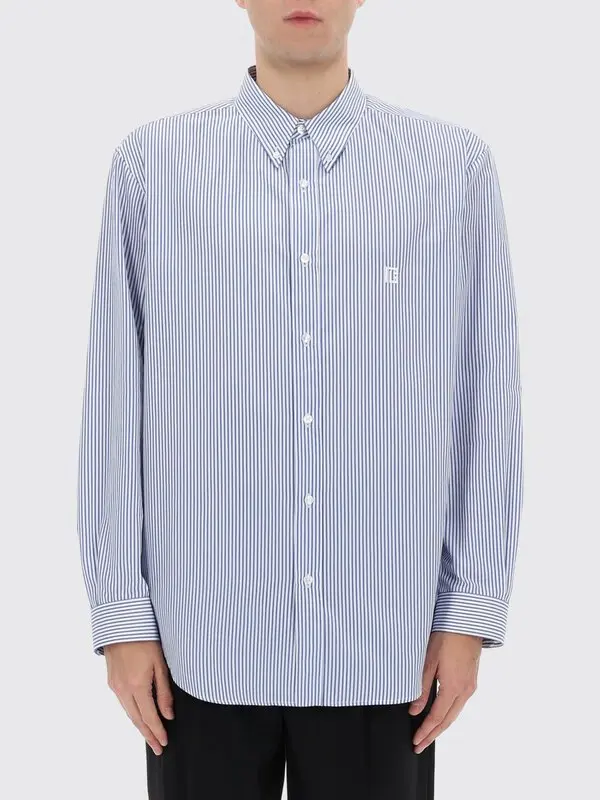 Balmain Striped Cotton Shirt - Gnawed Blue