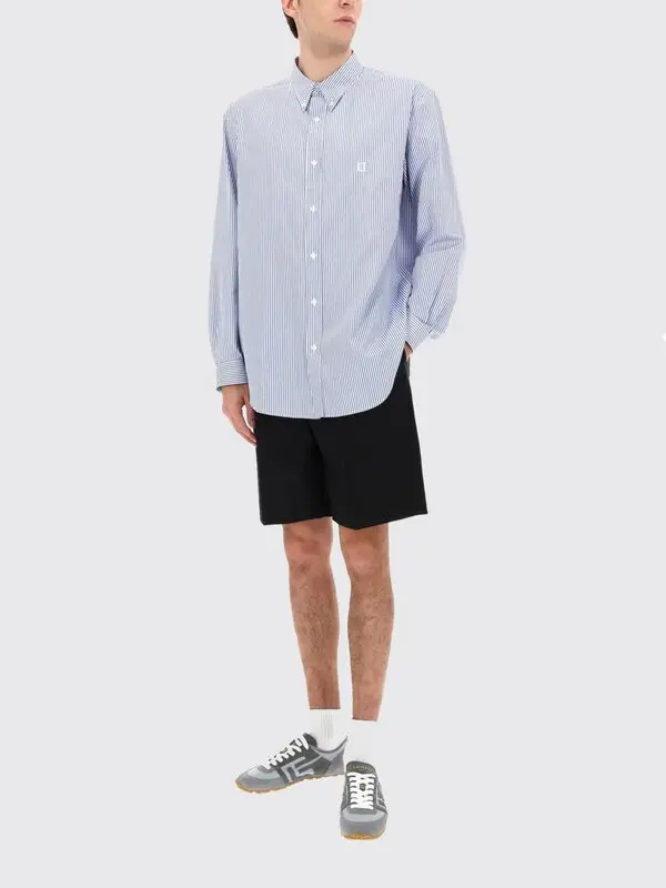 Balmain Striped Cotton Shirt - Gnawed Blue