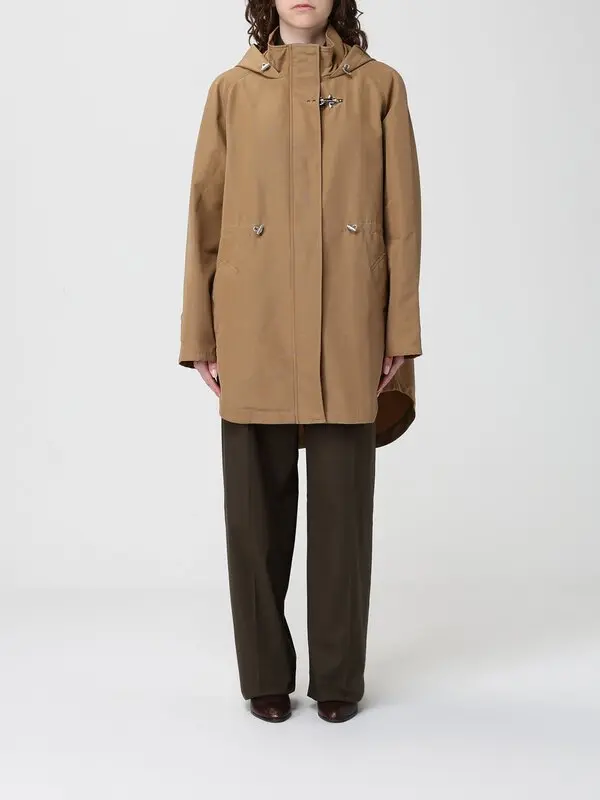 FAY Hooded Technical Cotton Parka - Camel