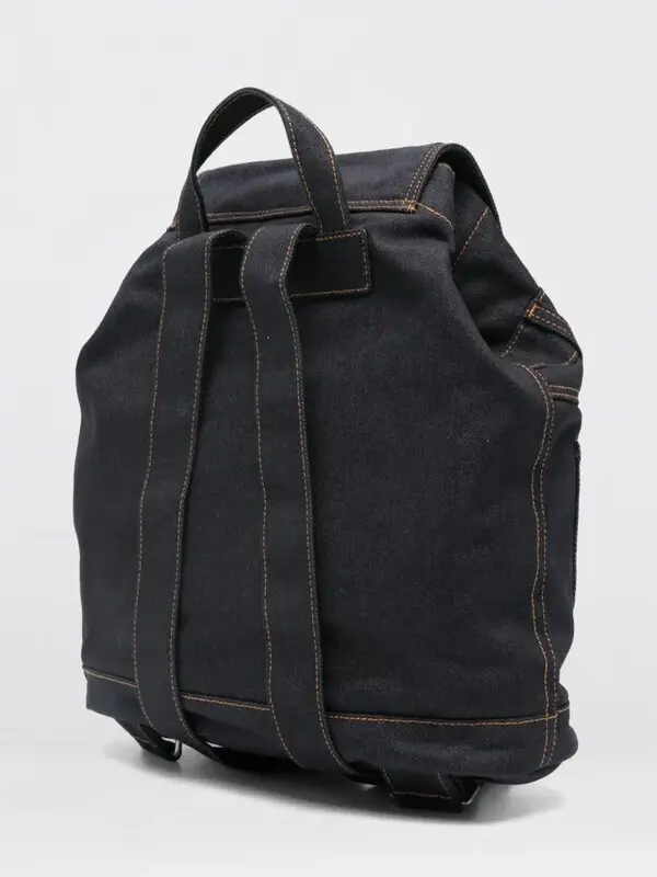 Kenzo Denim Backpack With Logo Applique - Blue
