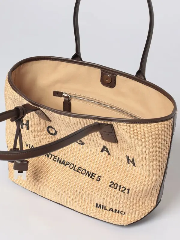Hogan Raffia Tote Bag - Beige
