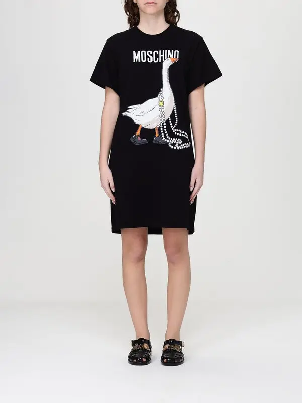 Moschino T-shirt Dress With Goose Graphic - Black