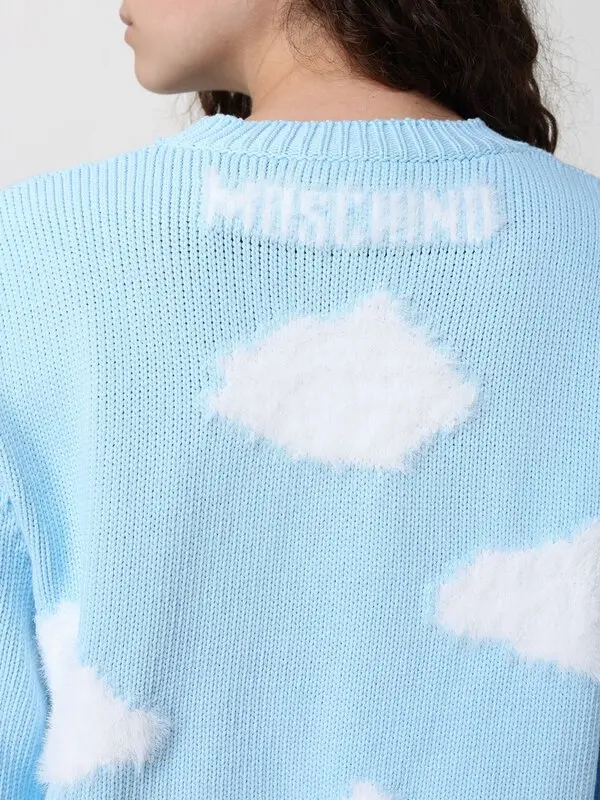 Moschino Cloud Print Crew Neck Jumper - Gnawed Blue